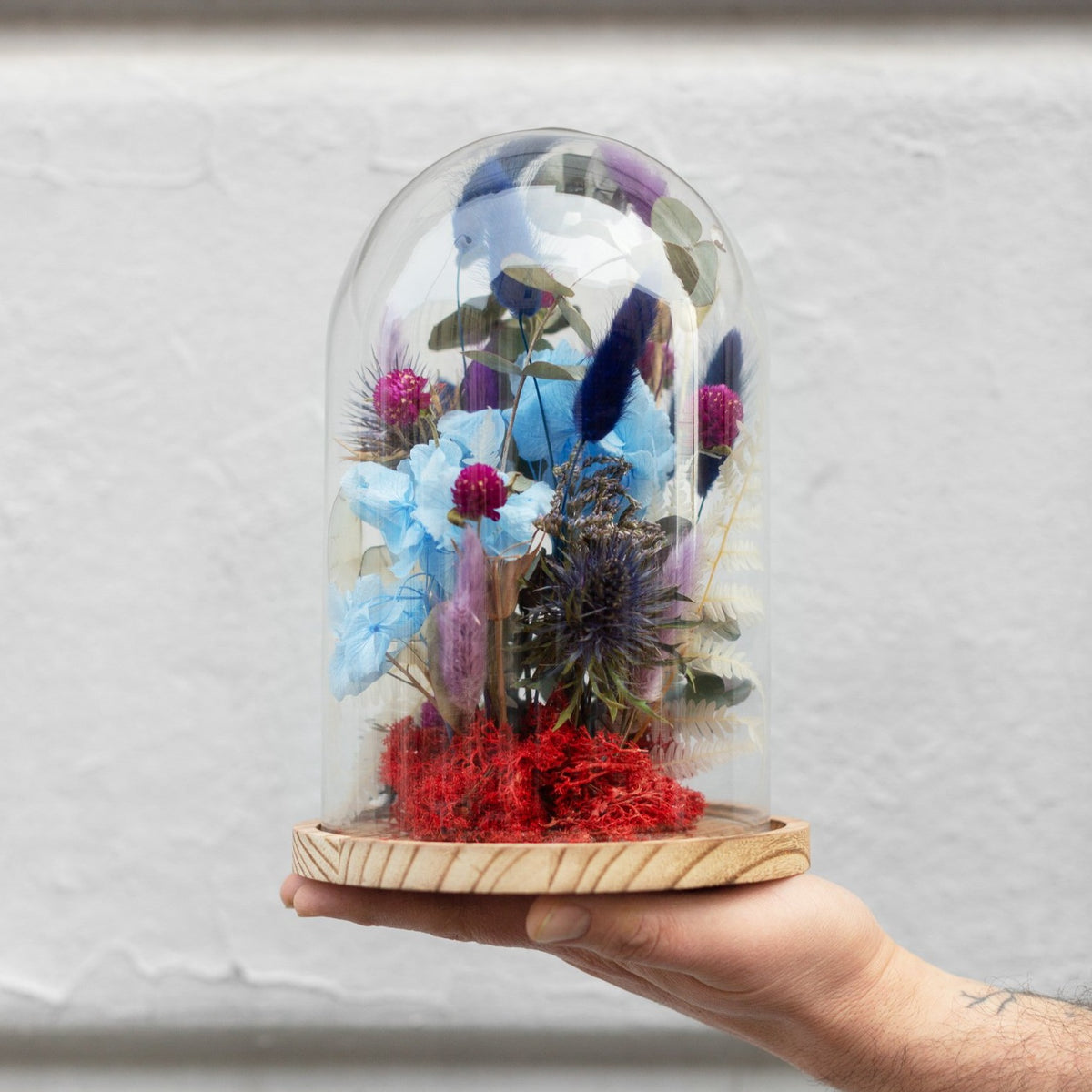 Cloche di vetro con fiori secchi e stabilizzati – Offfi